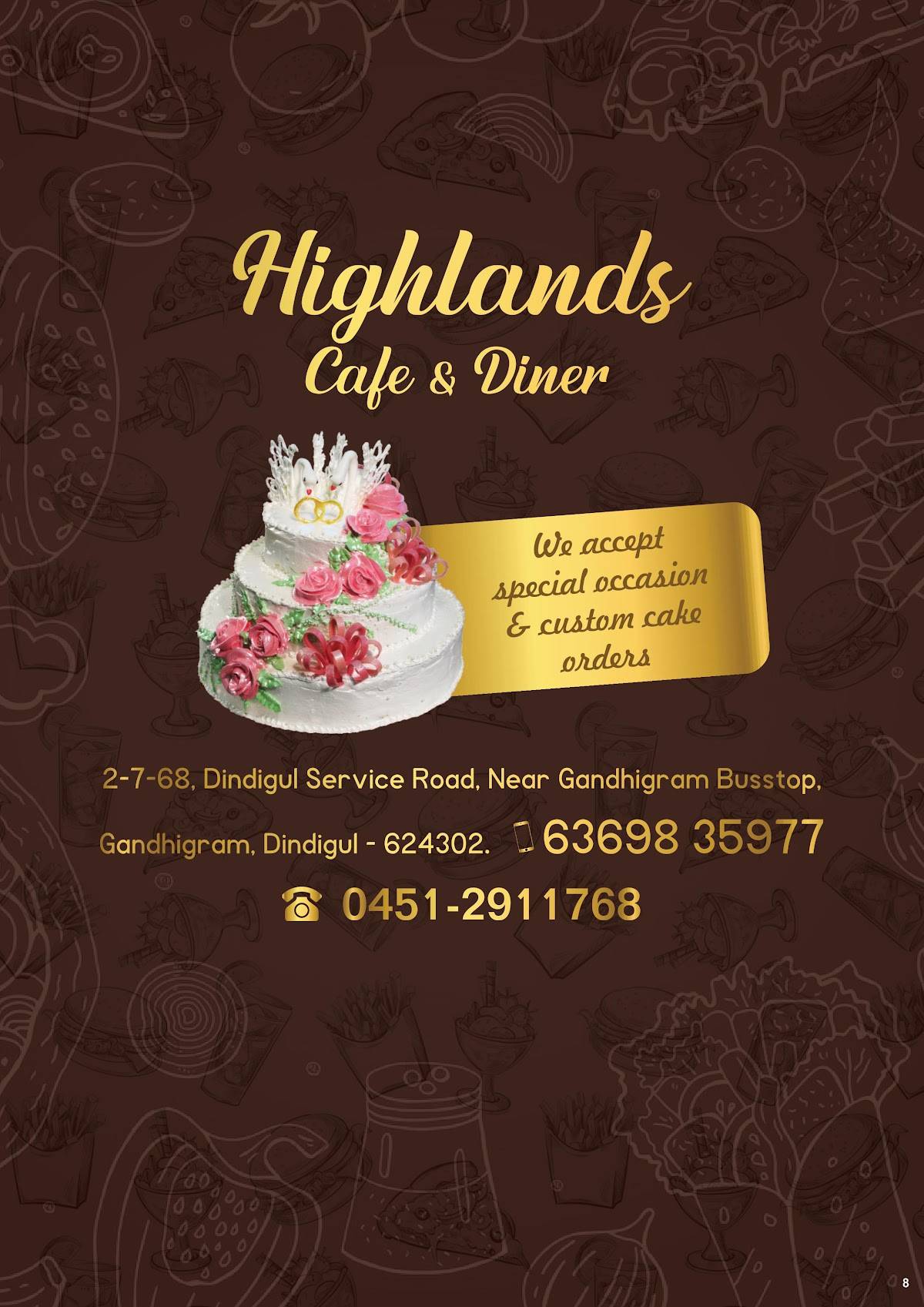 Menu at Highlands Cafe & Diner, Chinnalapatti