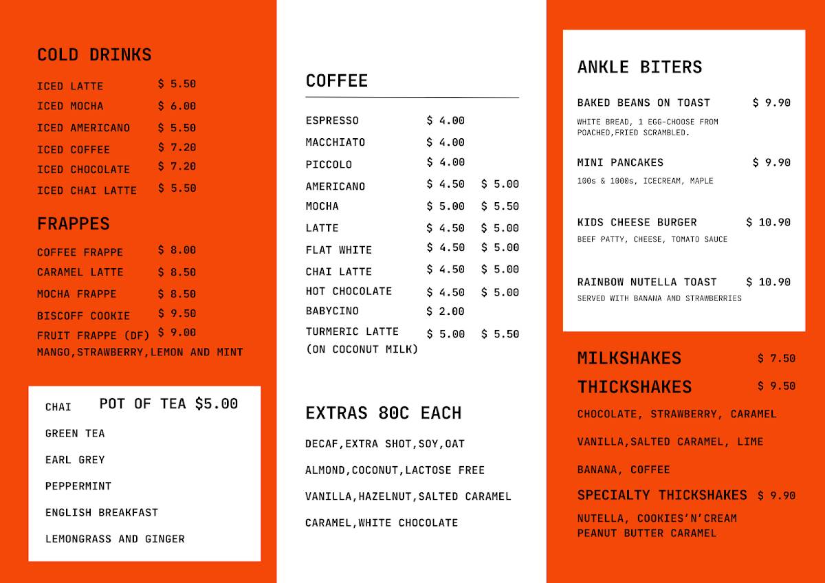 Menu at Little Barista Espresso Bar, Labrador, 3/39 Musgrave Ave
