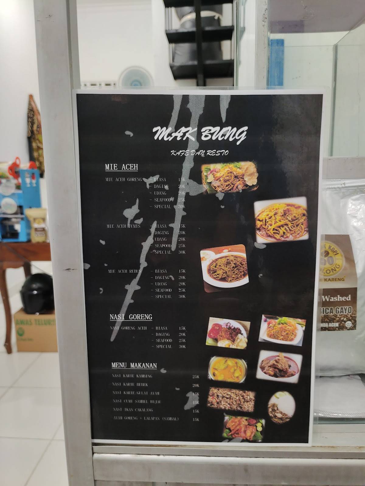 Menu at Cafe Mak Bung, South Jakarta