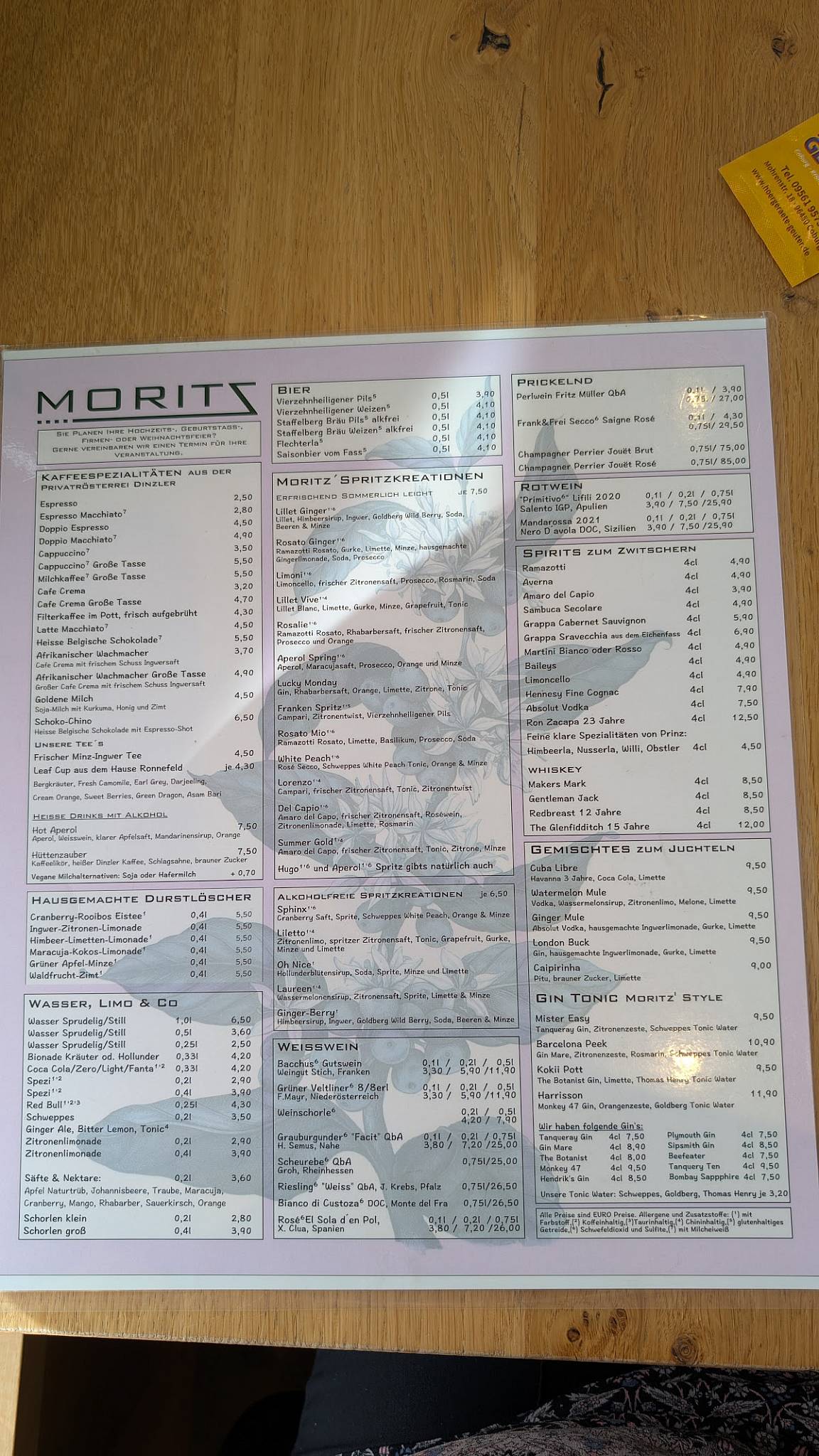 Speisekarte von Café Moritz cafe, Lichtenfels