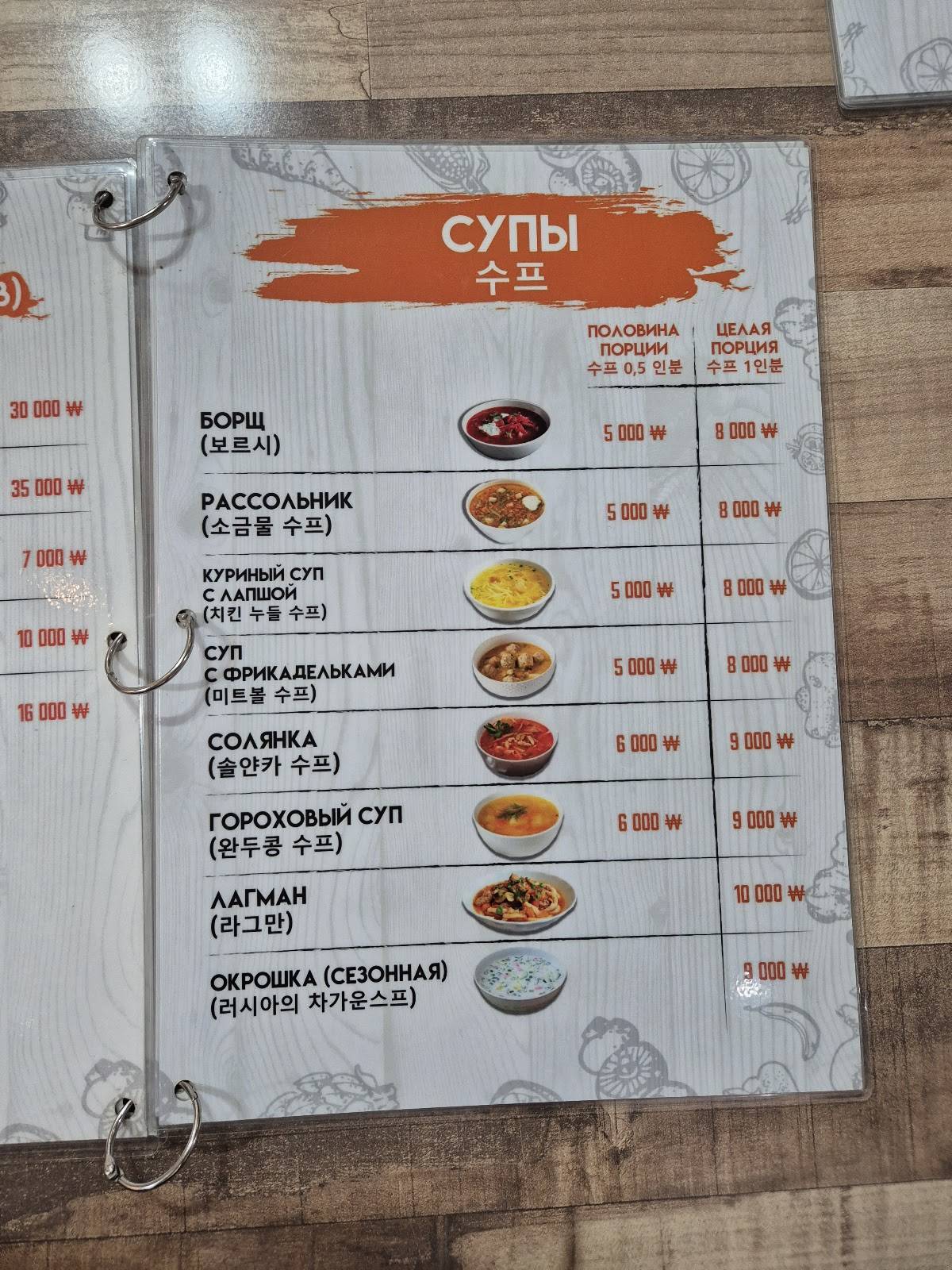 Carta de 카페 나타(Cafe Nata), Busan