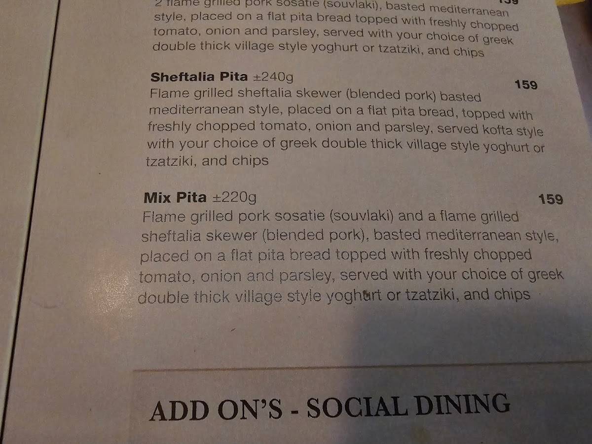 Menu at Café Neo restaurant, East London