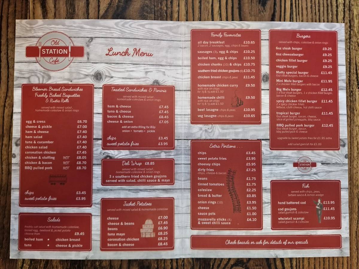 Menu at Old Station Café cafe, Goodwick