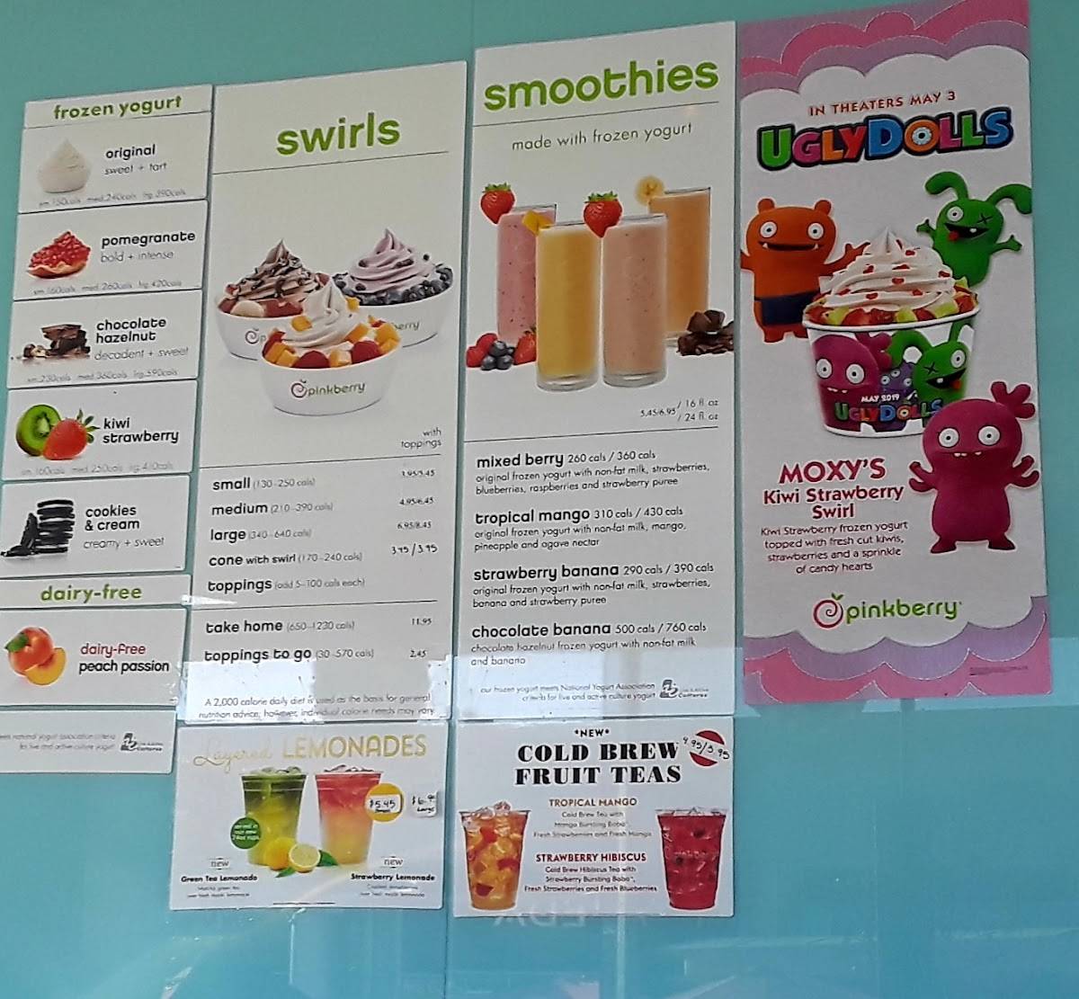 Menu at Pinkberry desserts, San Diego, Friars Rd #915