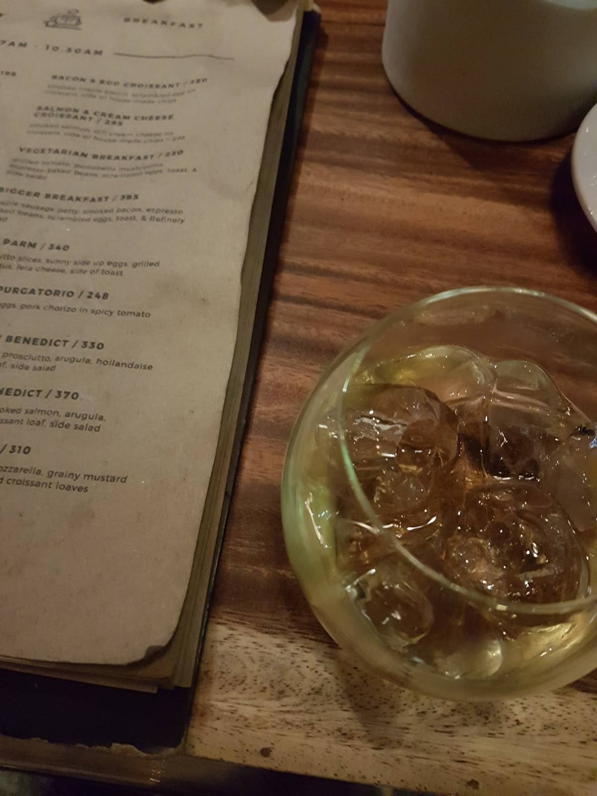 Menu at Refinery cafe, Makati, Joya Tower