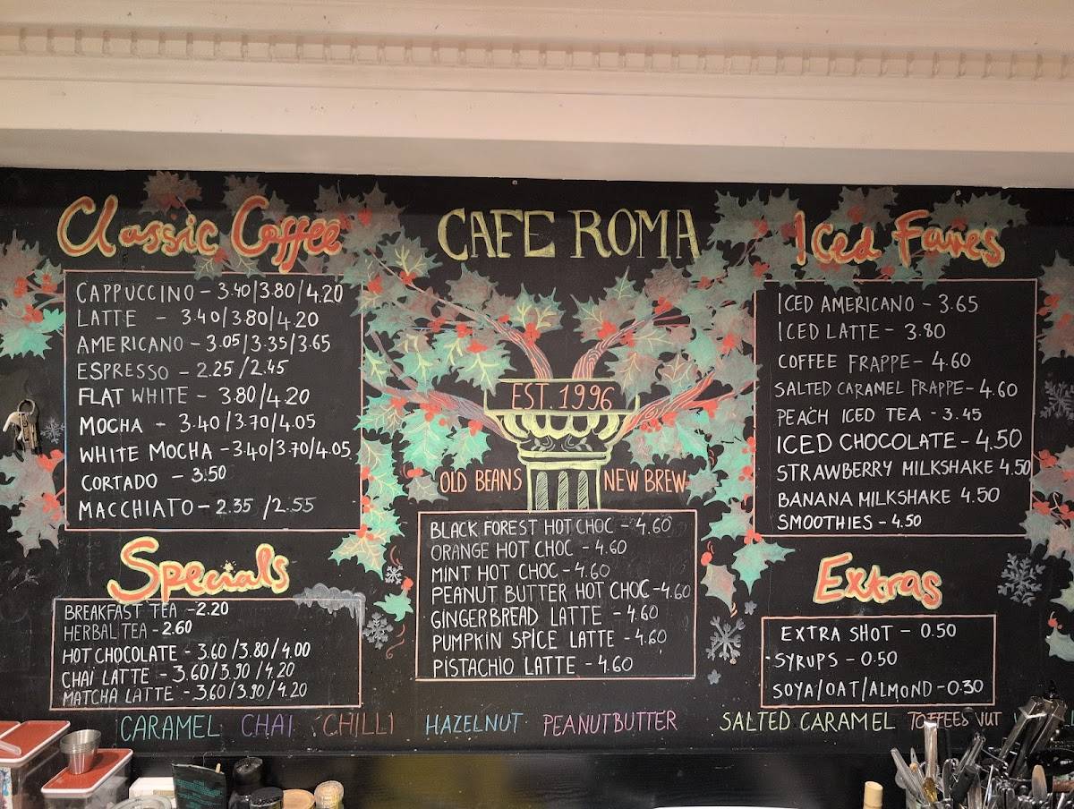 Menu at Cafe Roma - St Albans, St Albans, 79A St Peter's St