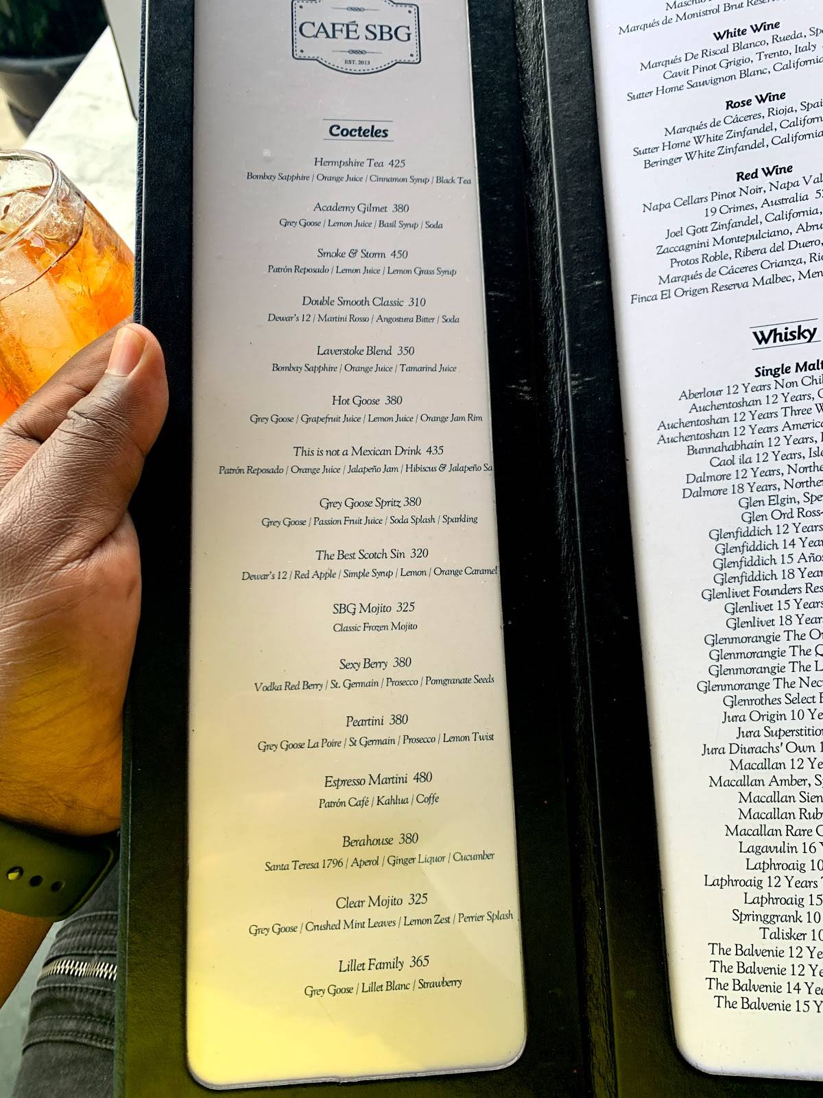 Menu at Café SBG, Santo Domingo, Blue Mall