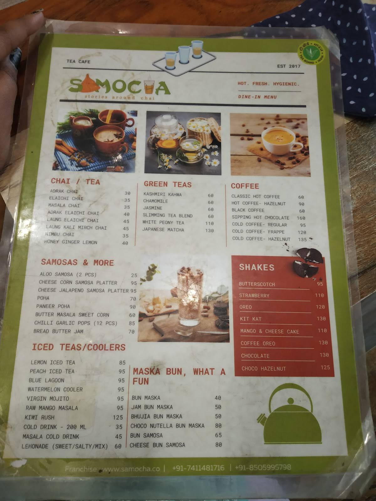 Menu at Samocha : Stories Around Chai, Kanpur, 112/245 B