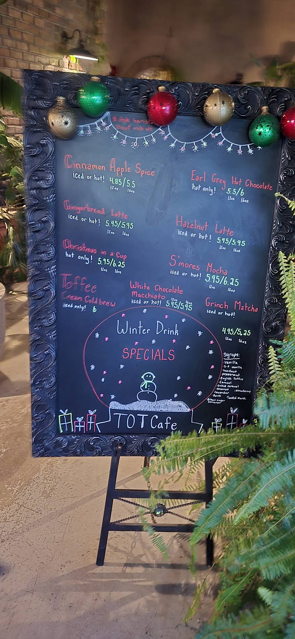 Menu at TOT Café, Saskatoon