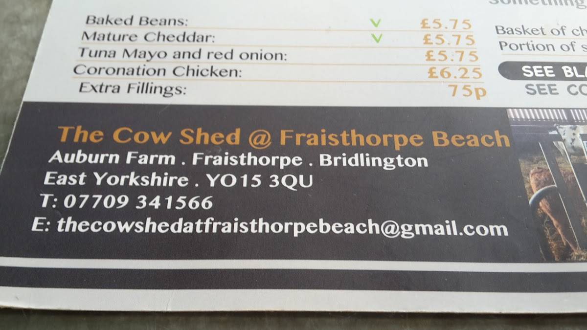 Menu at The Cow Shed At Fraisthorpe Beach cafe, Bridlington