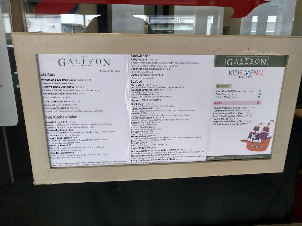 Menu at The Galleon Restaurant, Galway