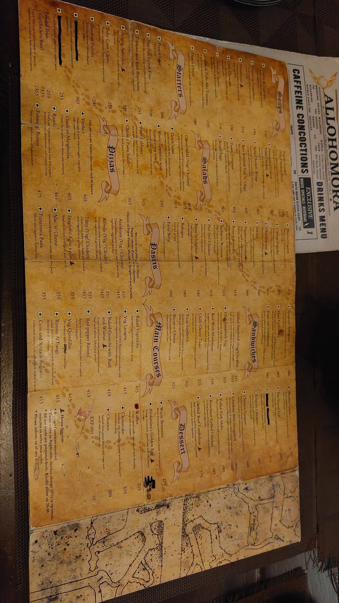 Menu at The Old Potion House, Chennai