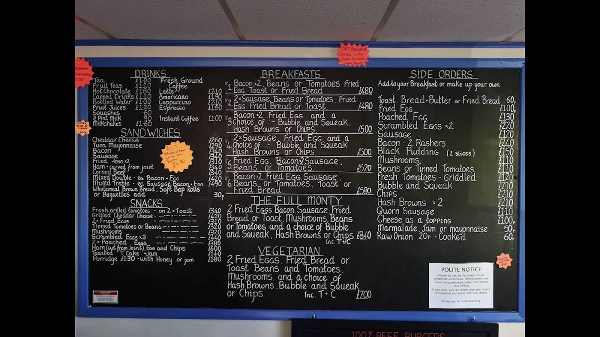Menu at The Pantry Cafe, Peacehaven