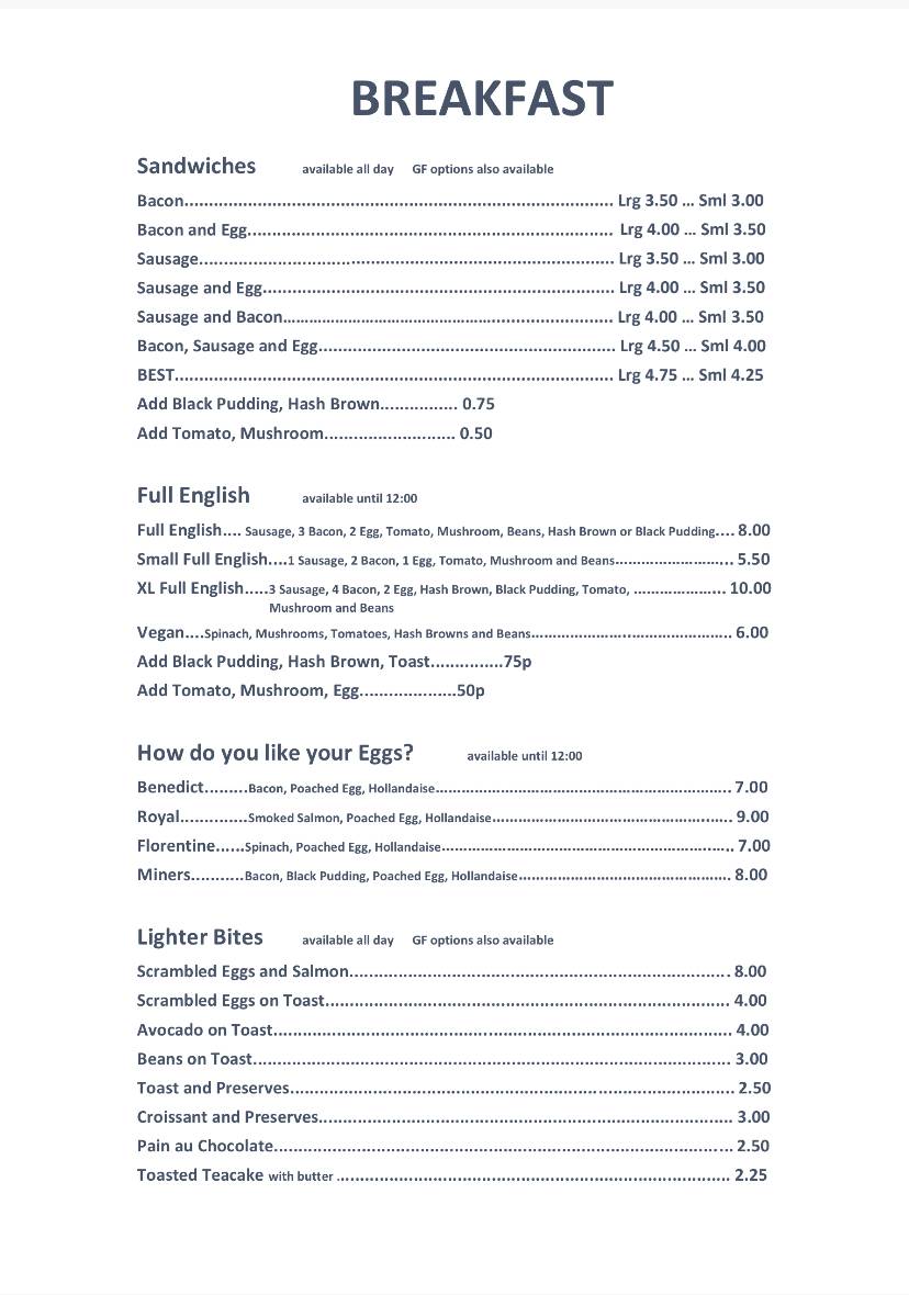Menu at The Snug Cafe and Coffee House, Dronfield
