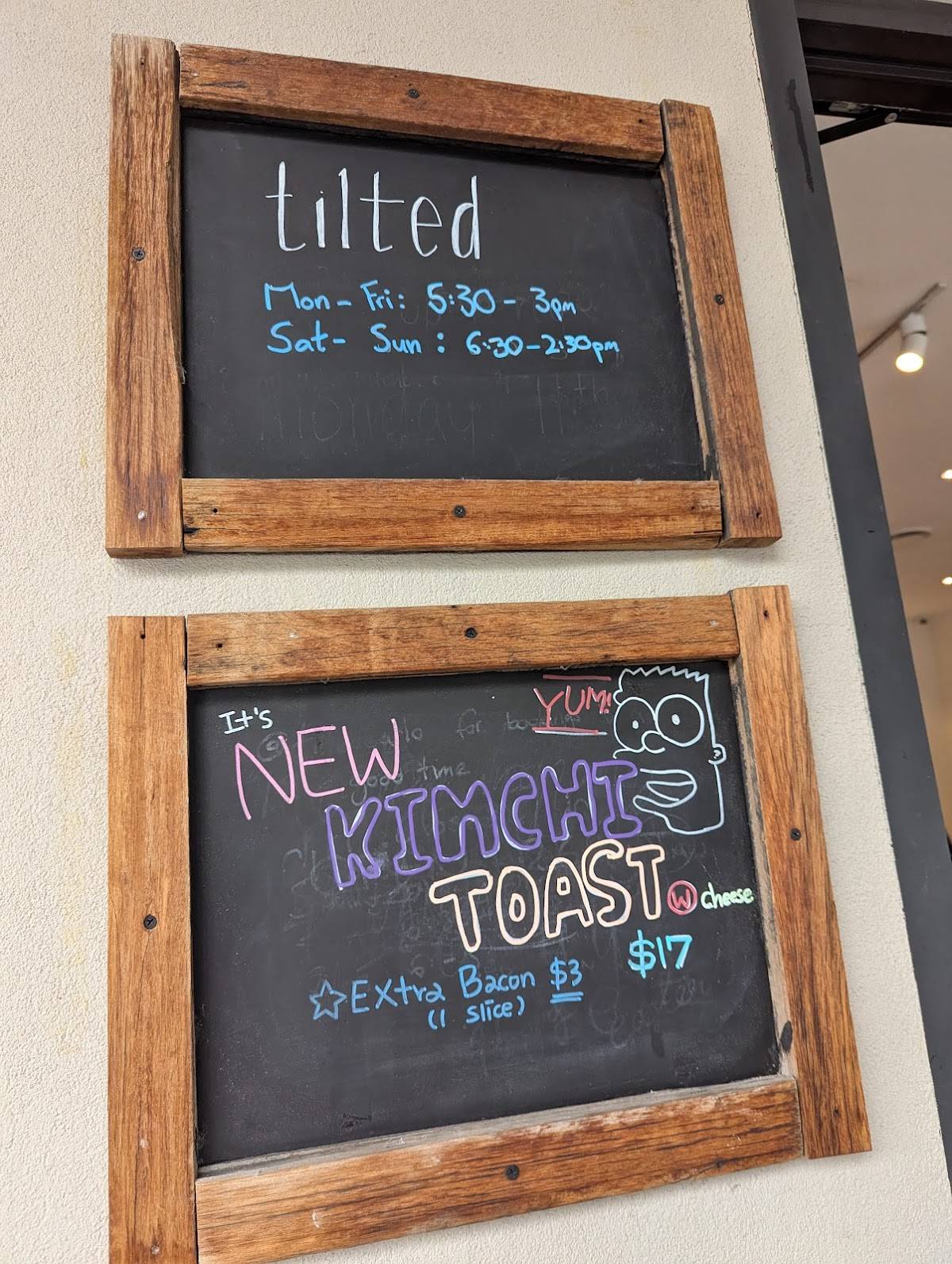 Menu at Tilted cafe, Carlingford