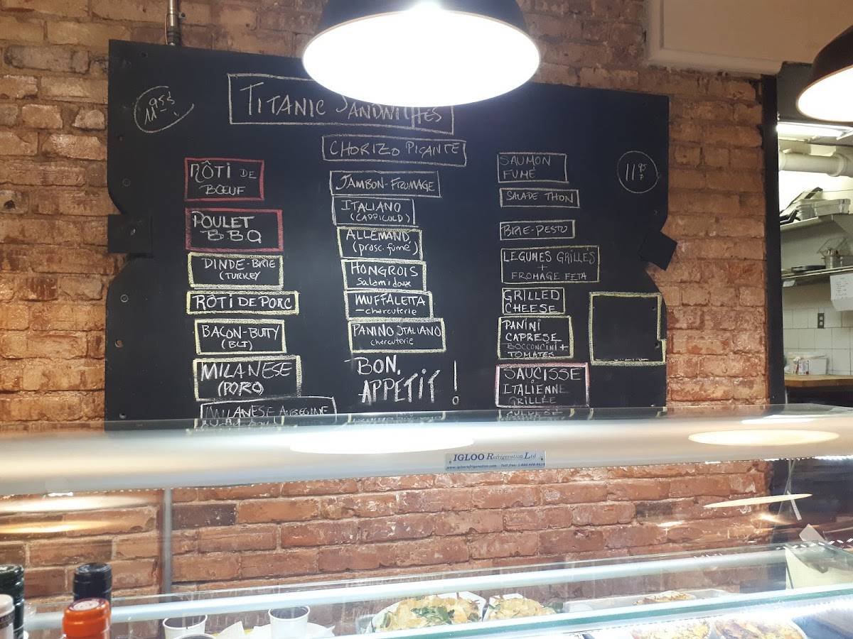Menu at Café Titanic, Montréal