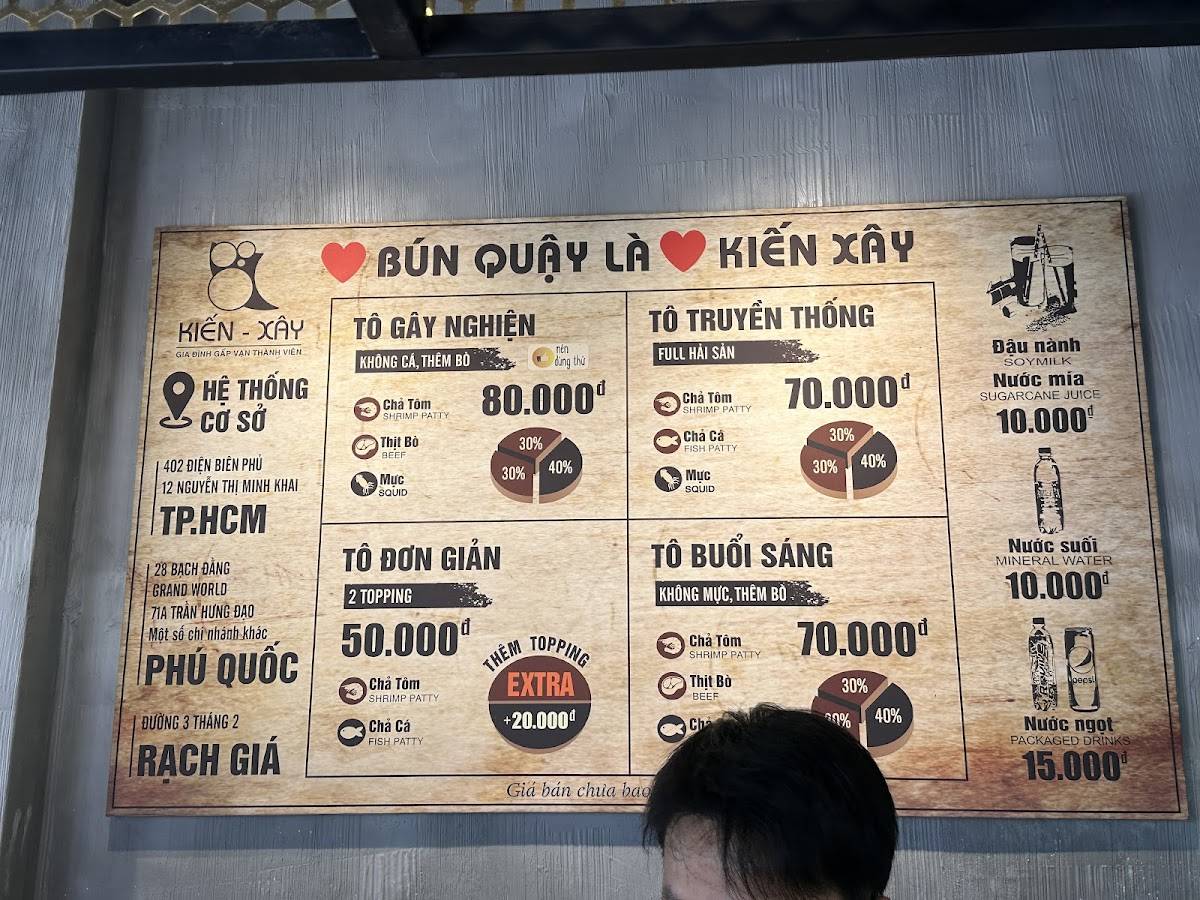 Menu at Bún Quậy KIẾN - XÂY Quận 1 cafeteria, Ho Chi Minh City