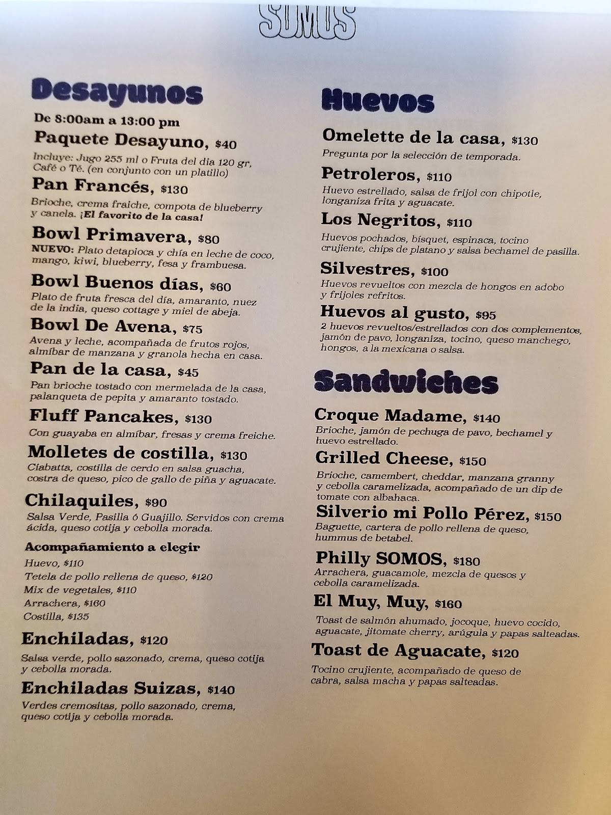 Carta de SOMOS CAFÉ, Texcoco de Mora
