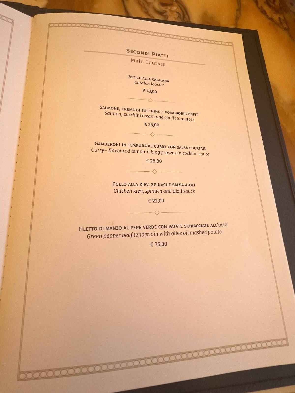 Menu at Caffè Gilli pub & bar, Florence, Via Roma