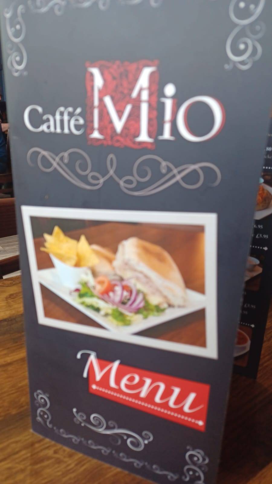 Menu at Mio’s cafe, South Shields