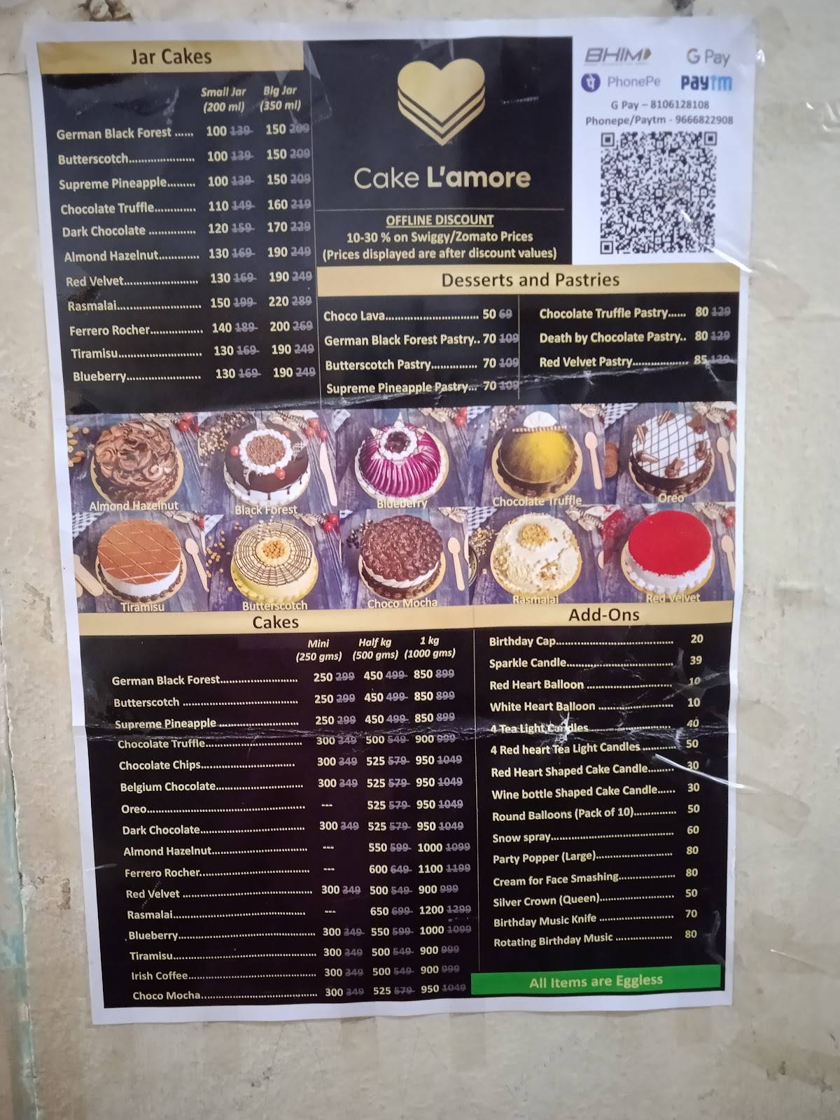 Menu at Cake L'amore, Hyderabad, G-4