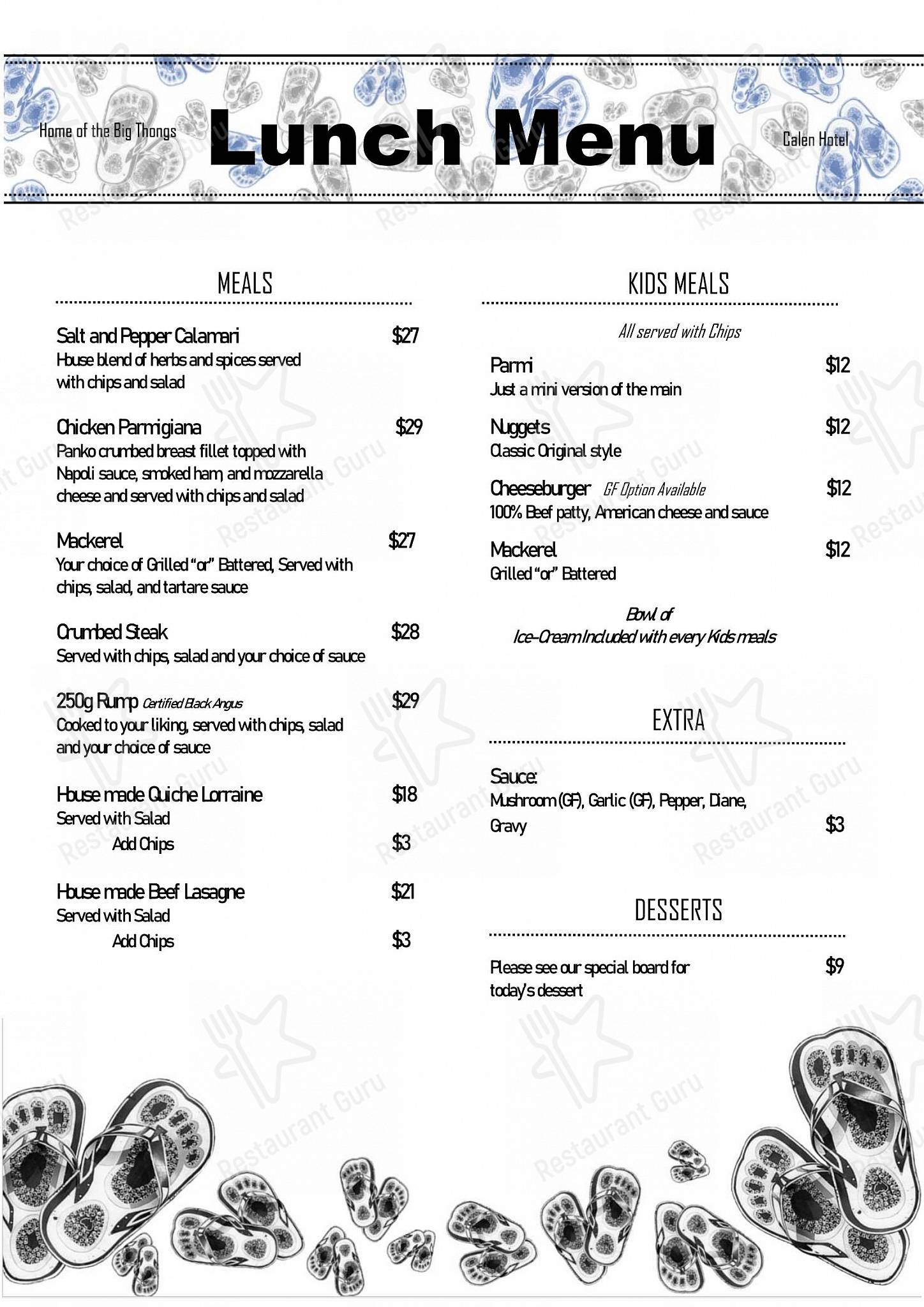 Menu at Calen Hotel pub & bar, Calen