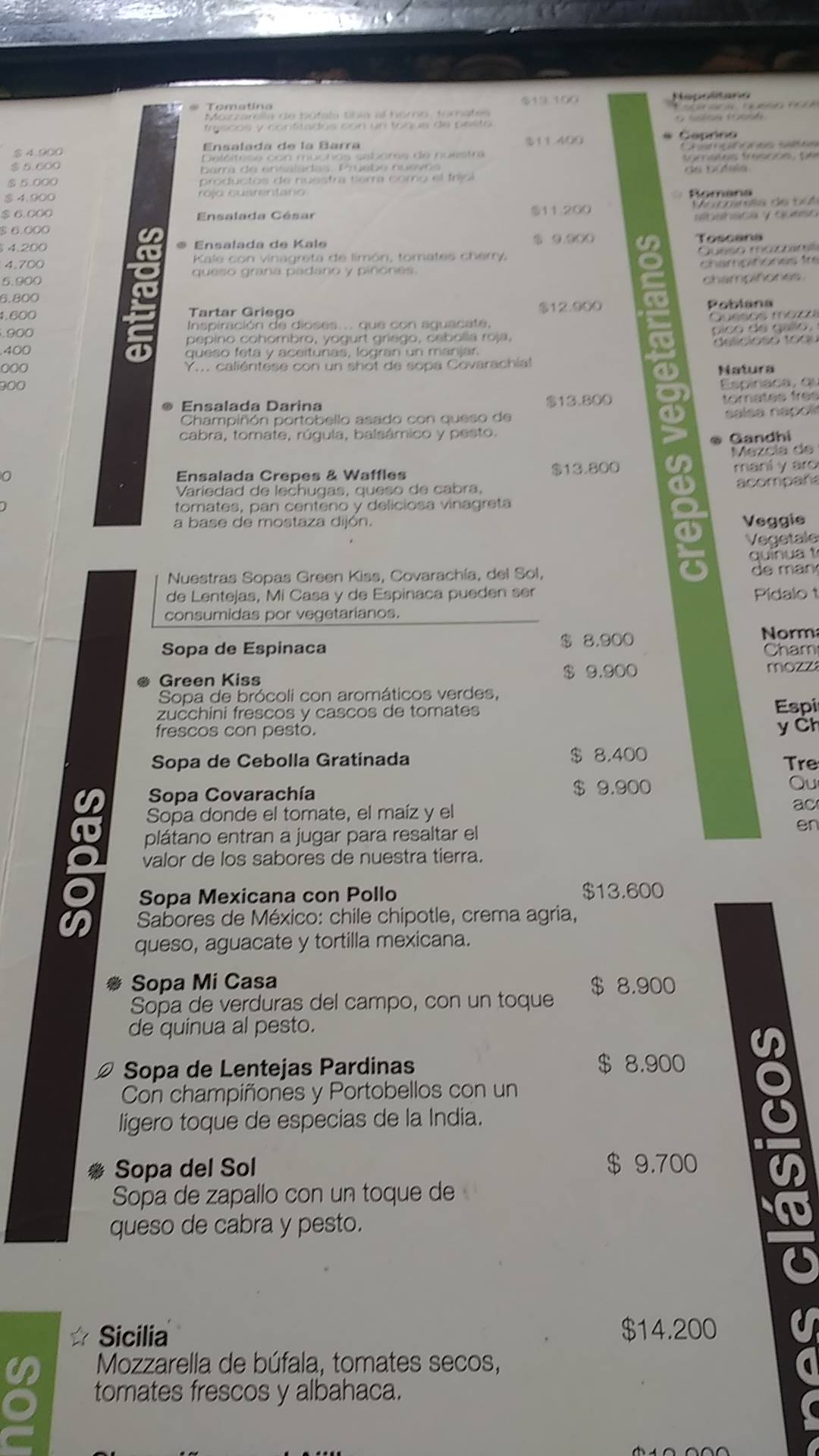 Carta del restaurante Crepes & Waffles Flora, Cali, Cl. 52 Nte. #3BN-06
