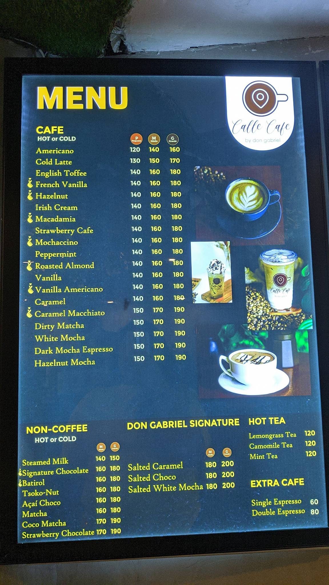 Menu at Calle Cafe by Don Gabriel UST, Dapitan, Manila