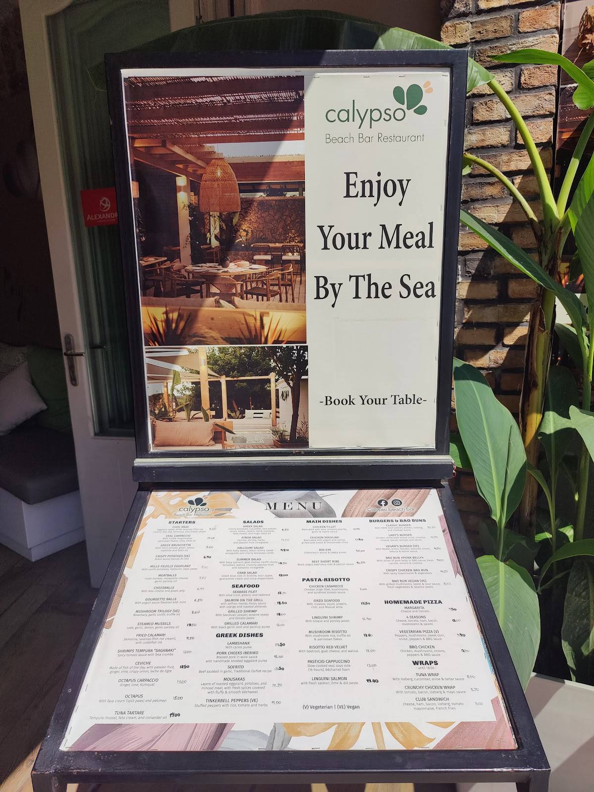 Menu at Calypso Restaurant Beach Bar, Sidari