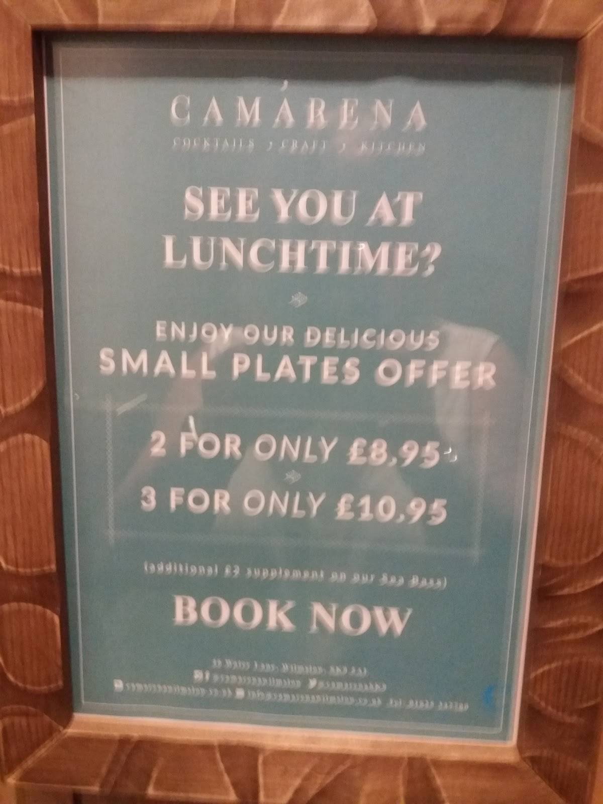 Menu at Camarena pub & bar, Wilmslow
