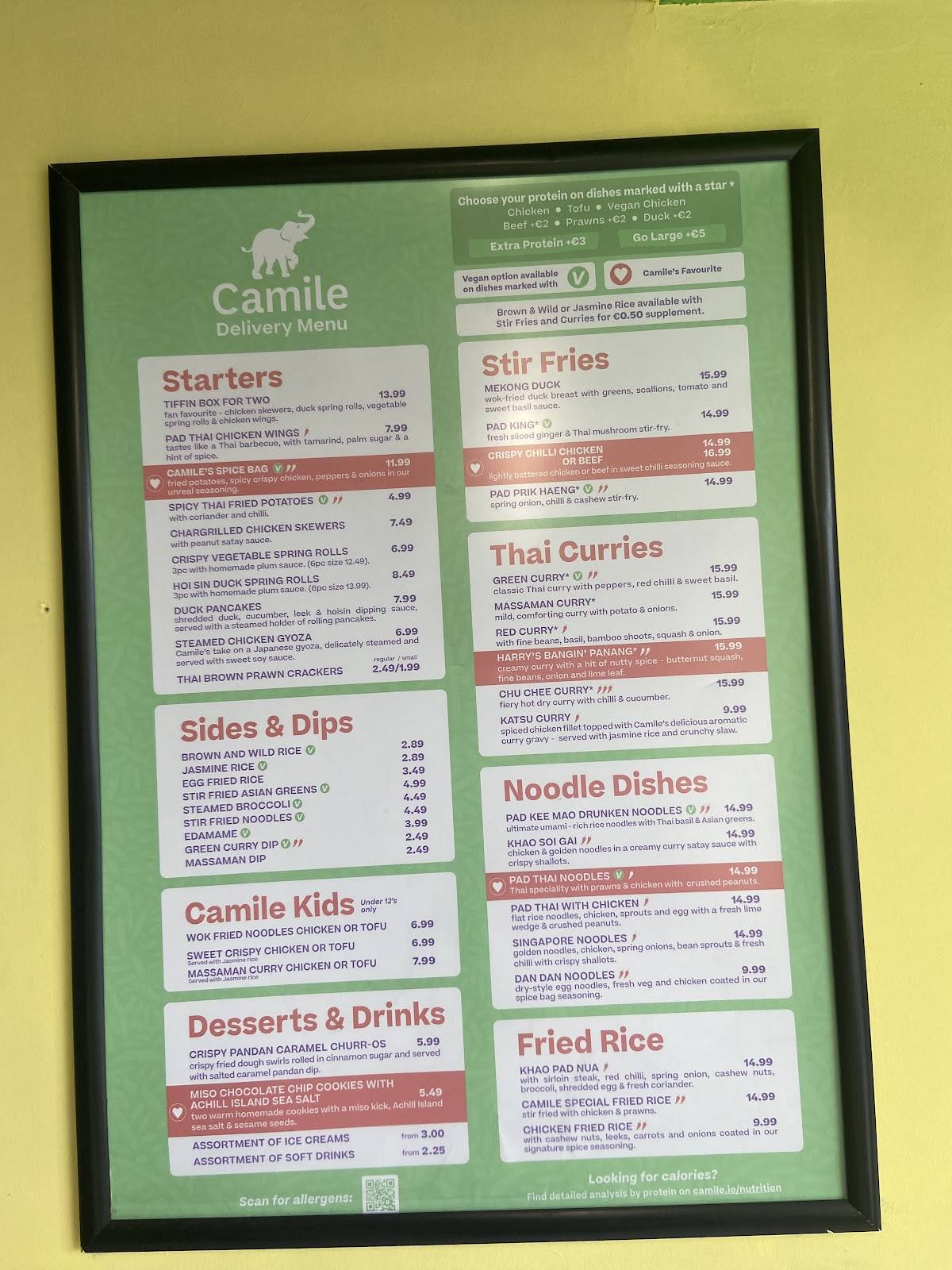 Menu at Camile Thai Dublin 8 restaurant, Dublin, 5 Dolphin's Barn
