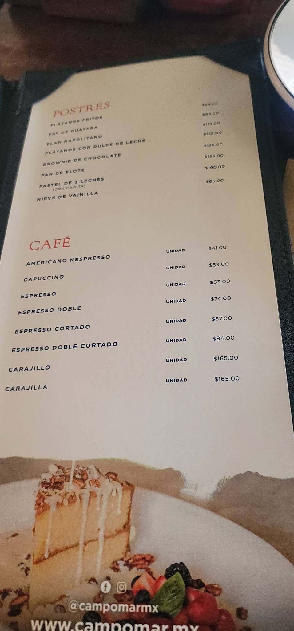 Carta del restaurante Campomar Puerto Vallarta, Puerto Vallarta