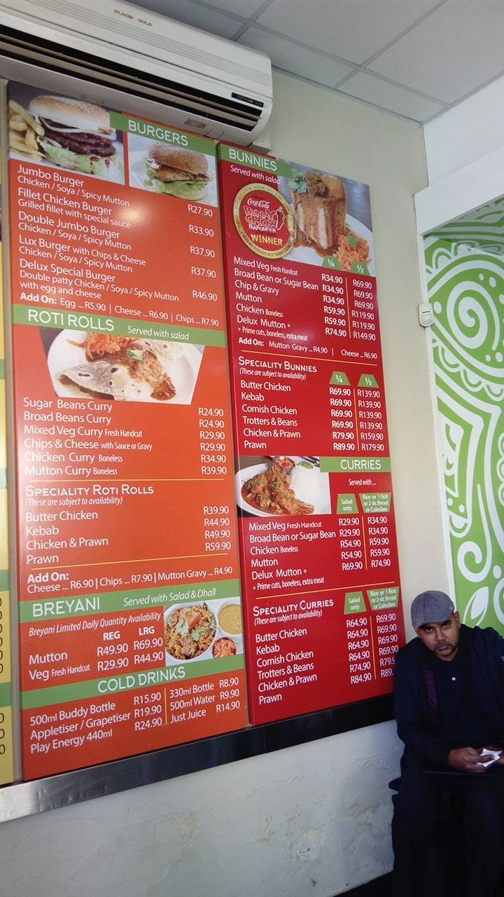 Menu at Canecutters Glenwood restaurant, Durban, 53-55 Helen Joseph Rd