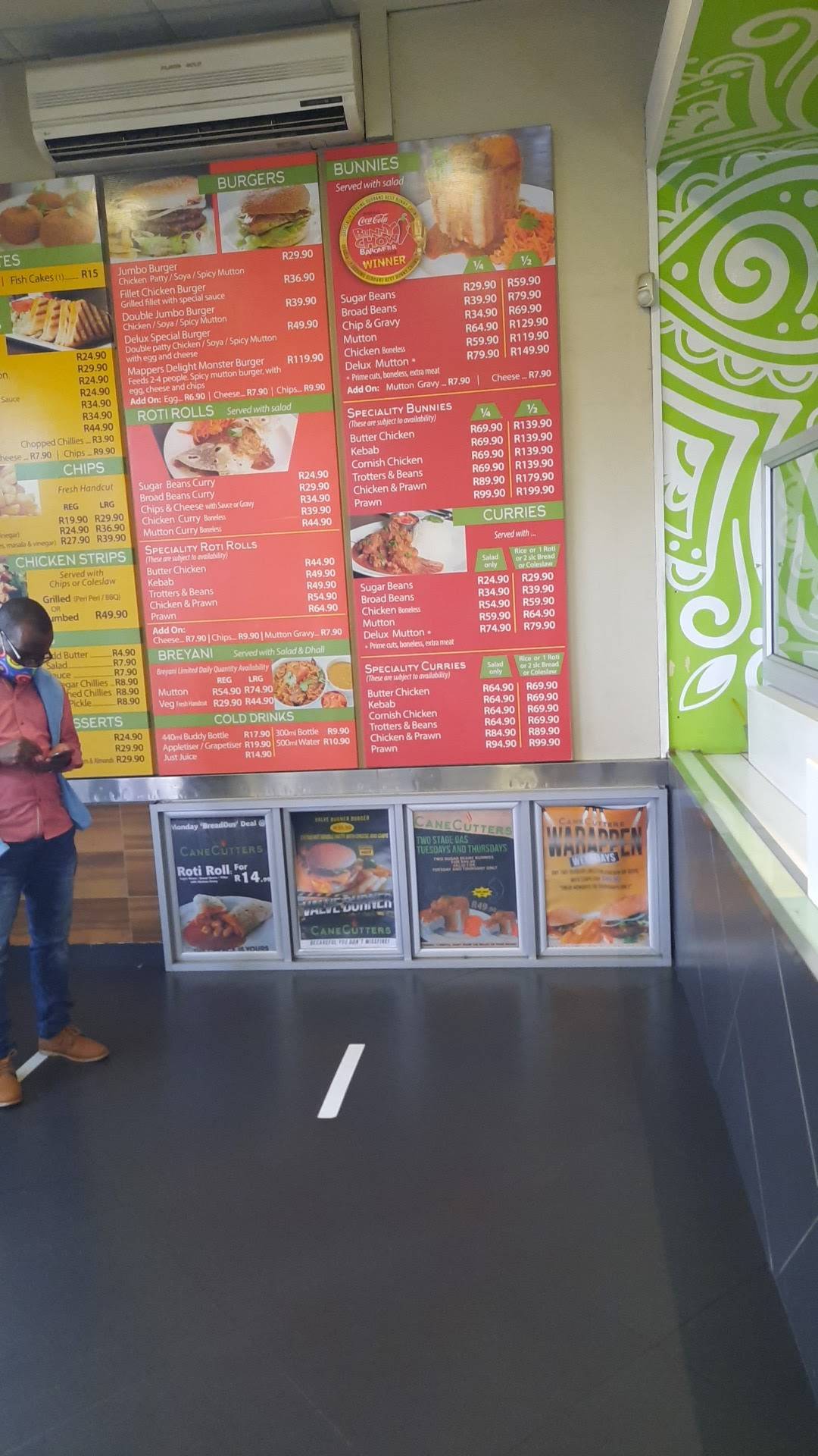 Menu at Canecutters Glenwood restaurant, Durban, 53-55 Helen Joseph Rd