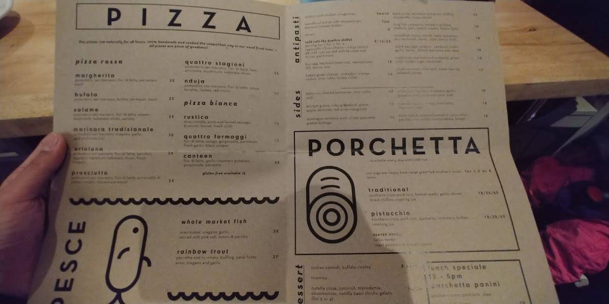 Menu at Canteen Pizza restaurant, Applecross, 32 Ardross St