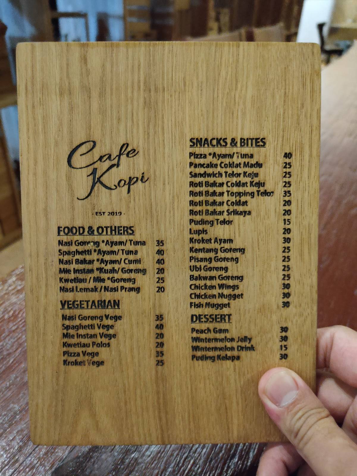 Menu at Cantik Kayu (CK) cafe, Medan