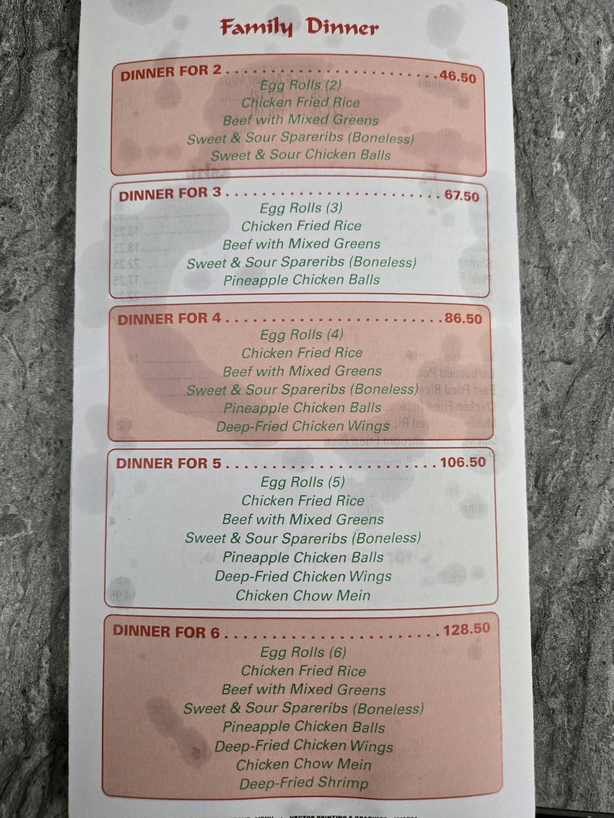 Menu at Canton Chinese & Western Restaurant, High Level