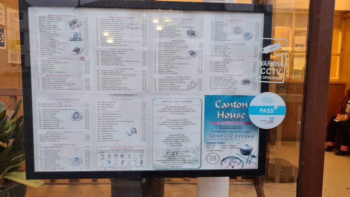Menu at Canton House fast food, Kirkcudbright