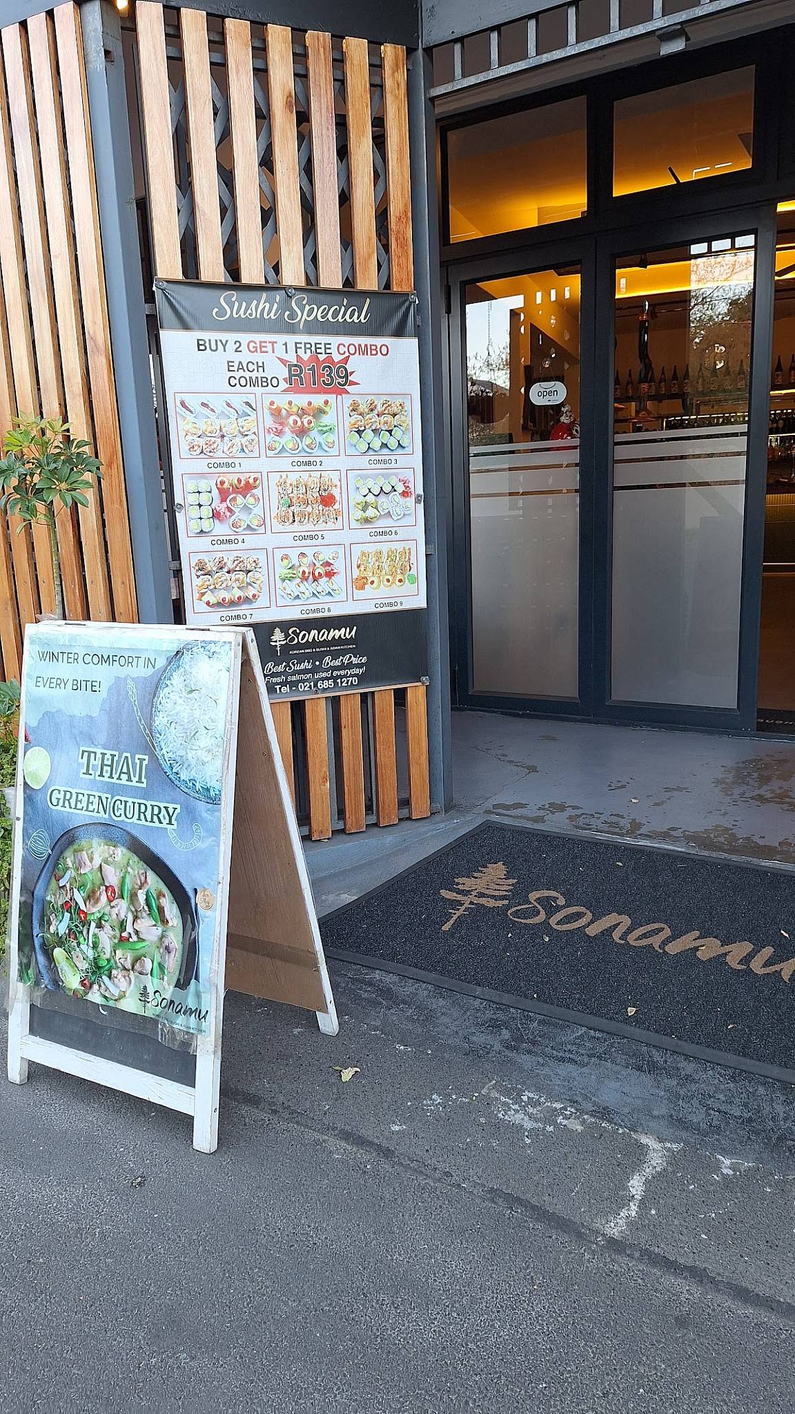 Menu at SONAMU restaurant, Cape Town