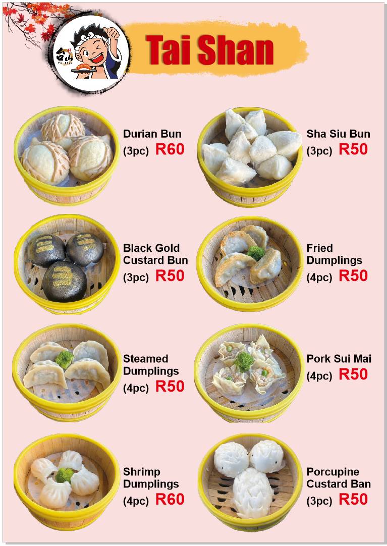Menu at Tai shan Restaurant, Cape Town, 48 2nd Ave