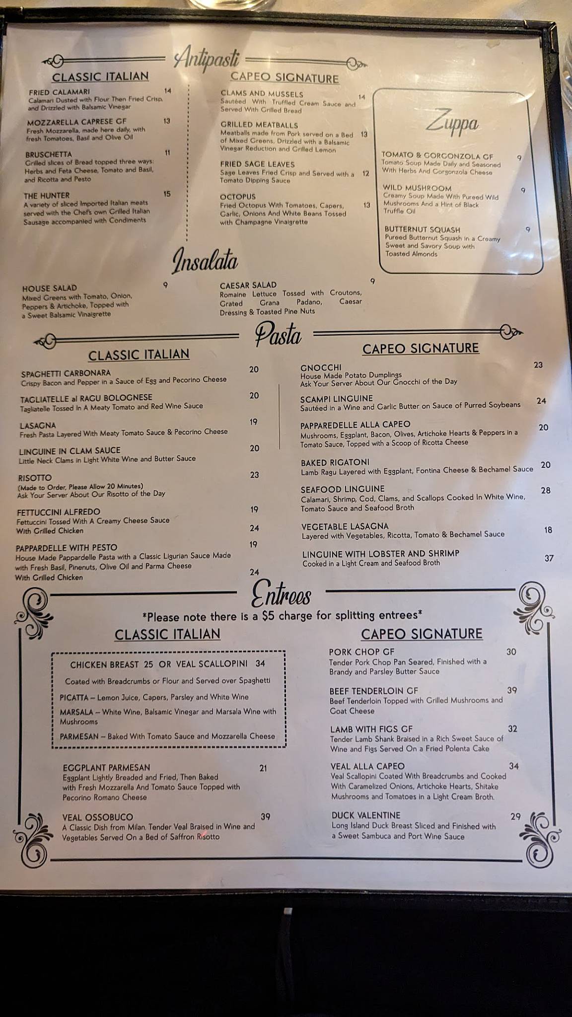Menu at Capeo pub & bar, North Little Rock