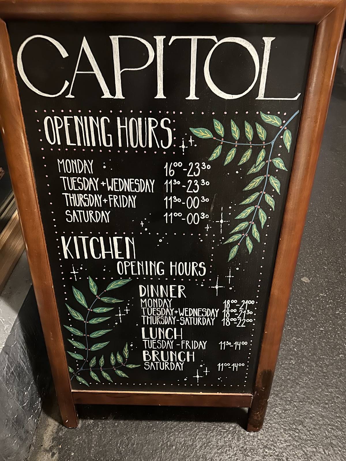 Speisekarte von Capitol Restaurant & Bar, Bern