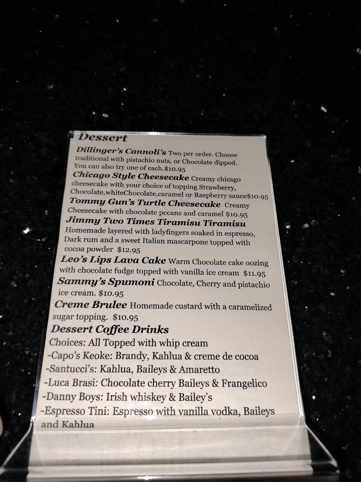 Menu at Capo's Restaurant and Speakeasy, Las Vegas