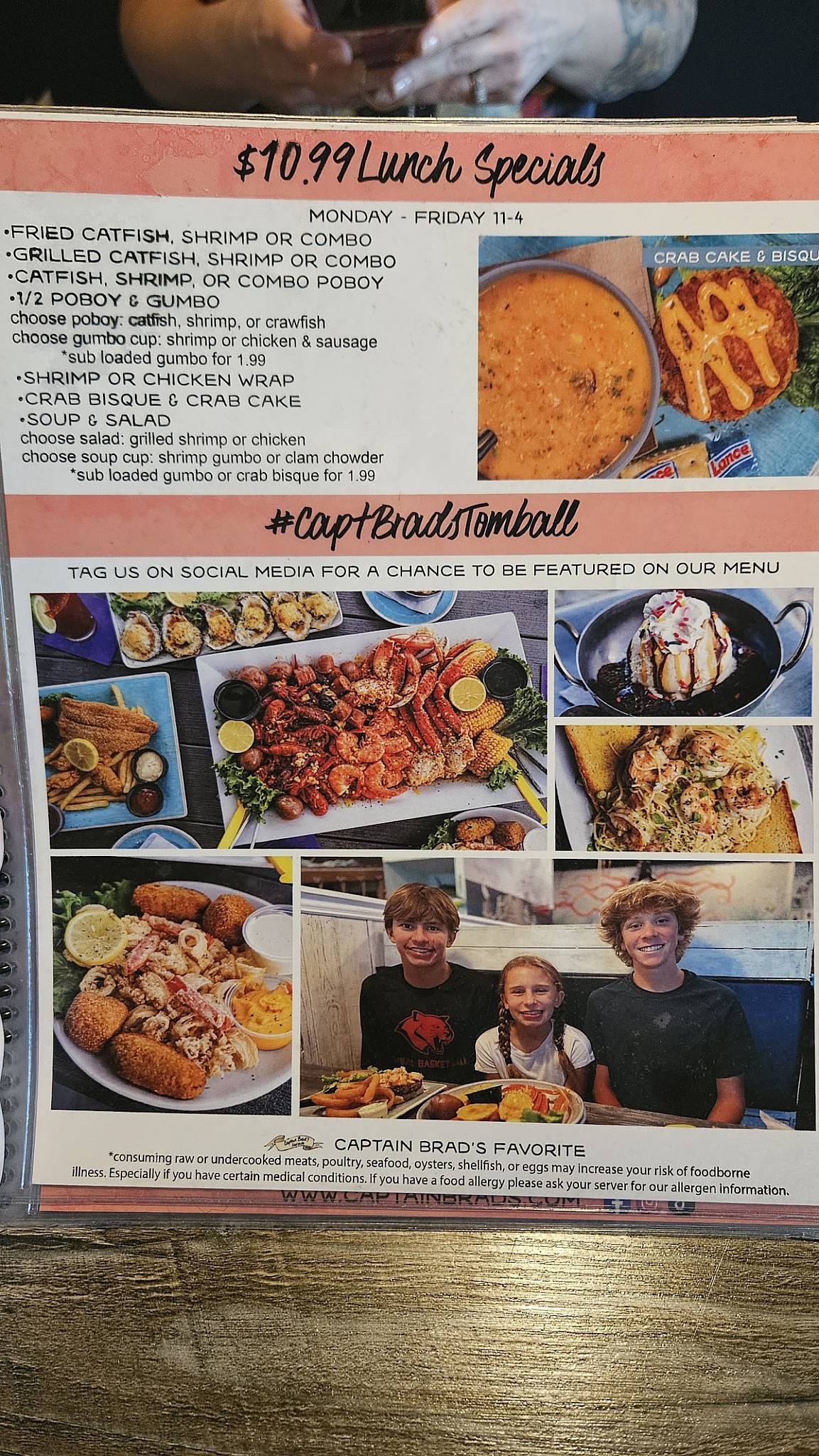 Menu at Captain Brad's Coastal Kitchen restaurant, Tomball