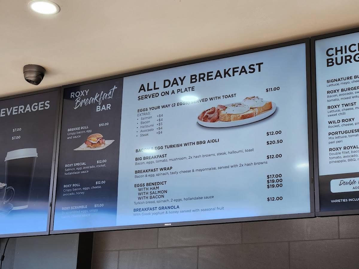Menu at Roxy gourmet bar, Caringbah