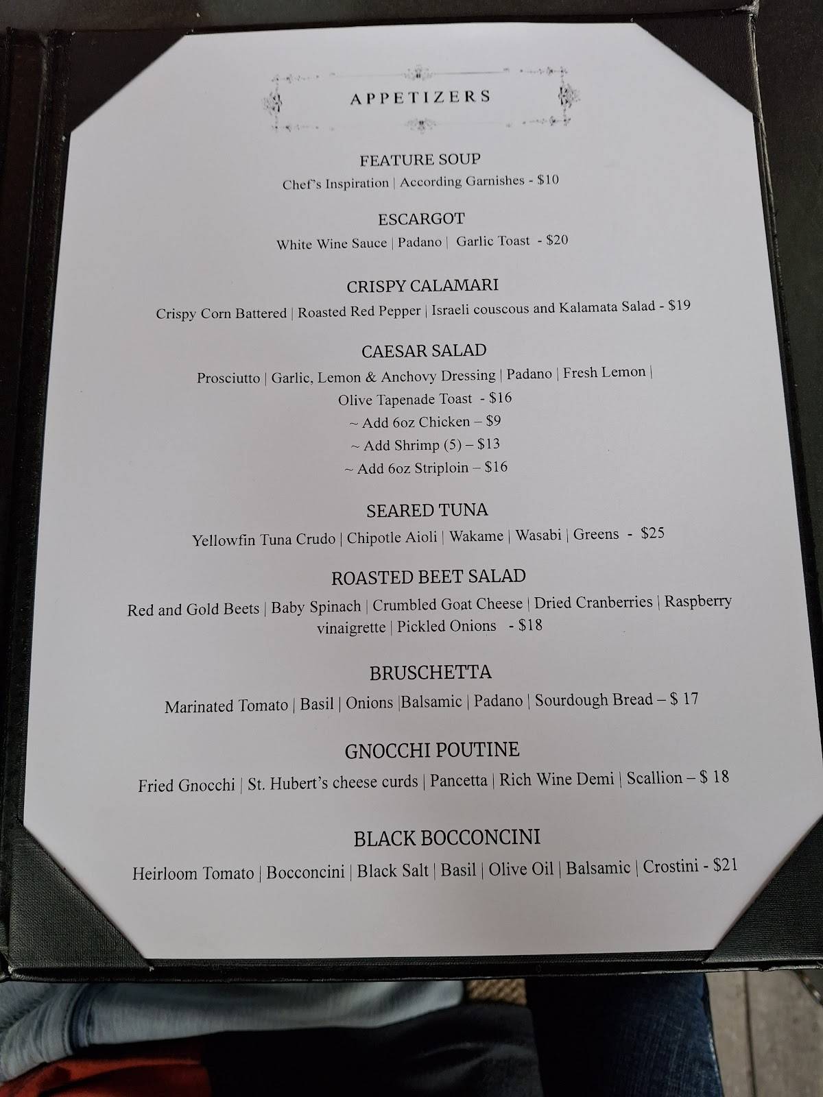 Menu at Boulton House restaurant, Carleton Place