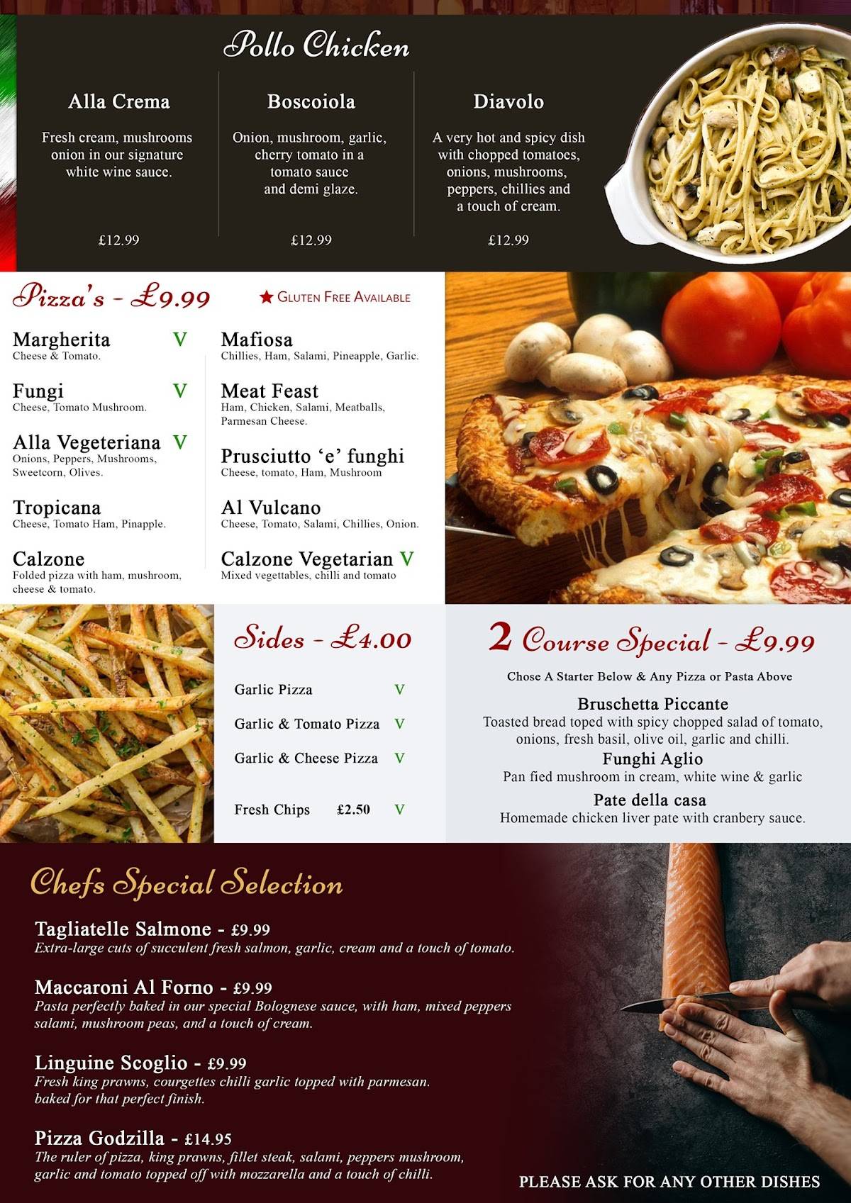 Menu at Carlo's Restaurant, Colne