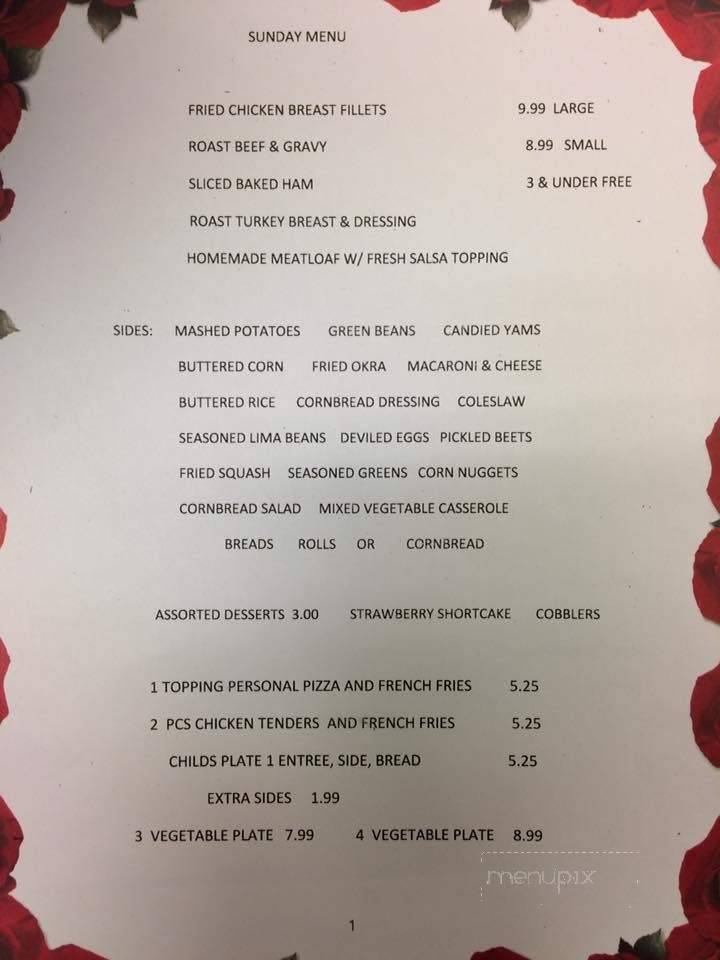 Menu at Carolina Crossing Restaurant, Grover, 218 S Main St