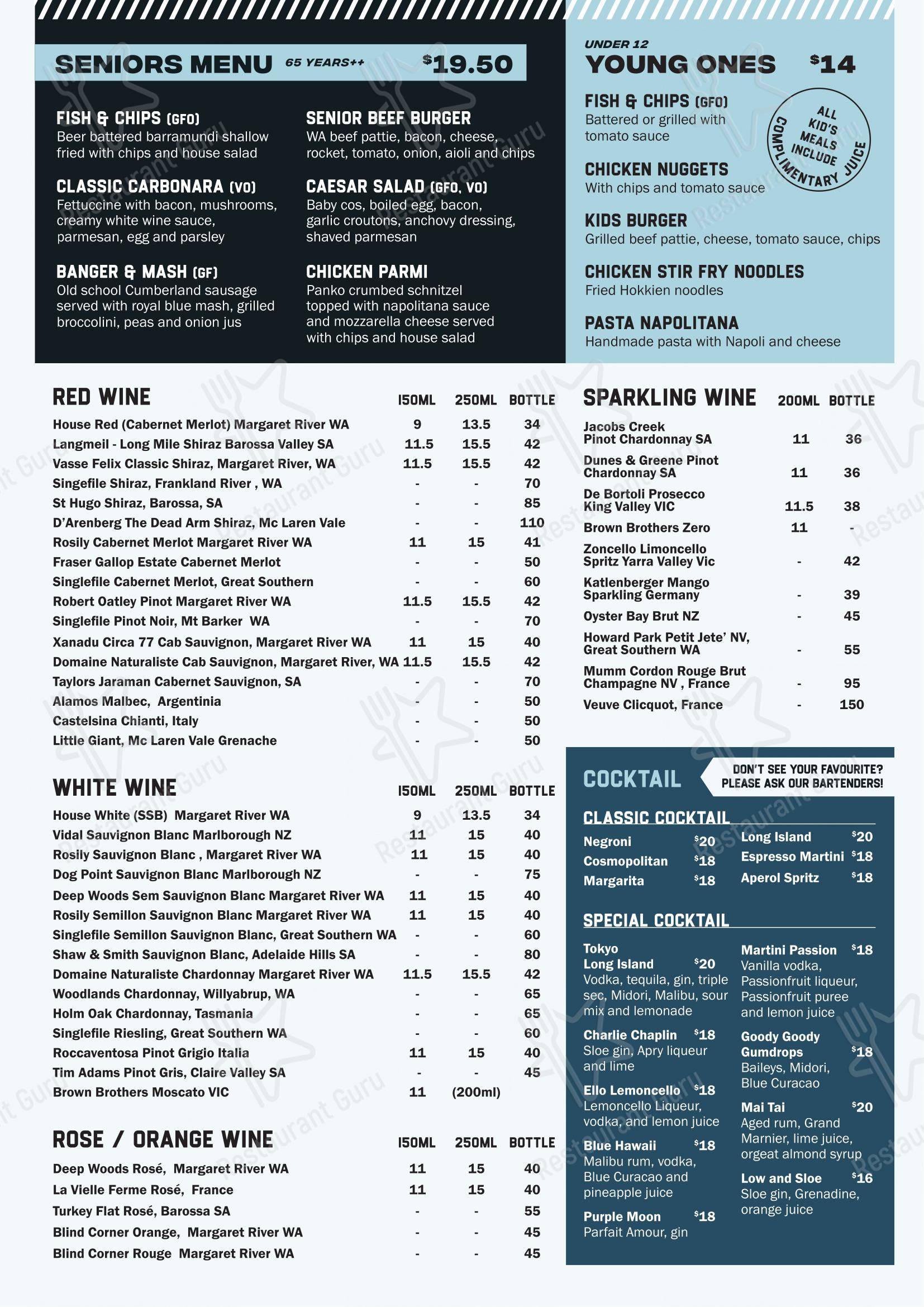 Menu at Carrington's Bar and Grill, Hamilton Hill
