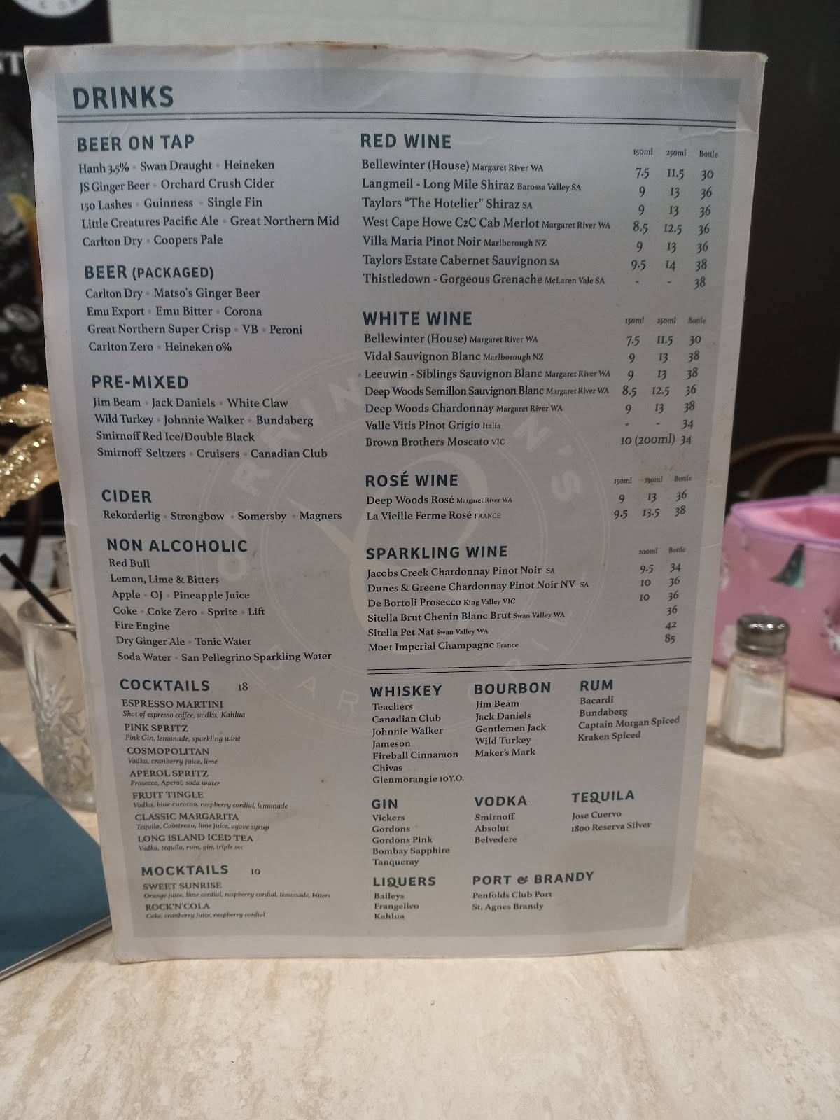 Menu at Carrington's Bar and Grill, Hamilton Hill